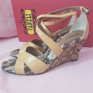 Vaneli | Shoes | Vaneli Patent Leather Wedge Sandals Heels 75 N | Poshmark